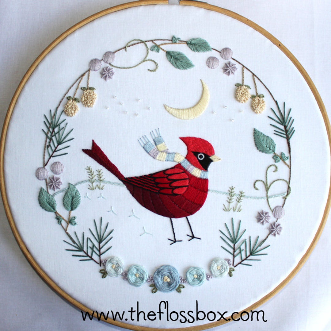 Winter Cardinal Embroidery Pattern - Etsy