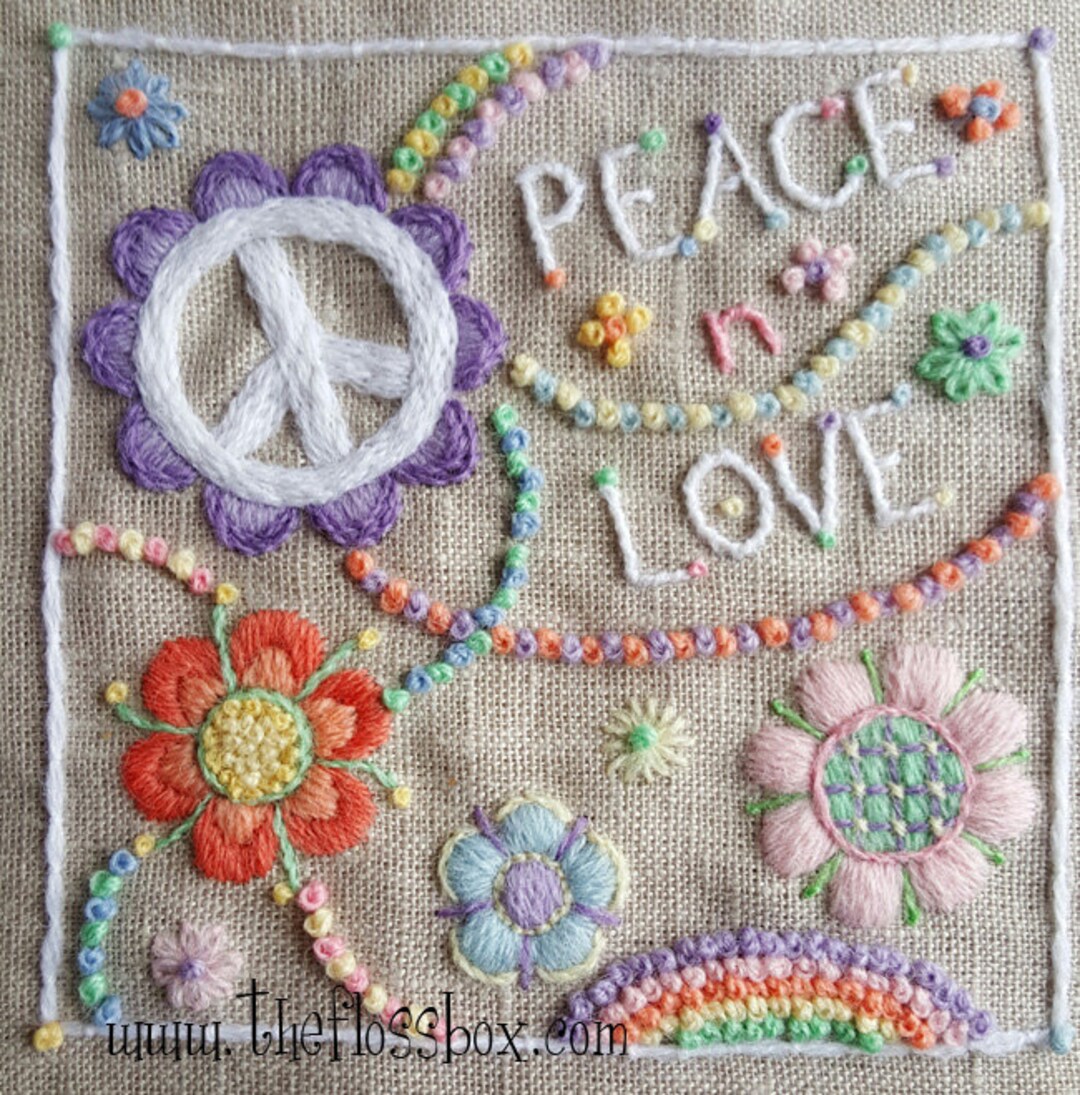 Peace N Love Crewel Embroidery Pattern and Kit - Etsy