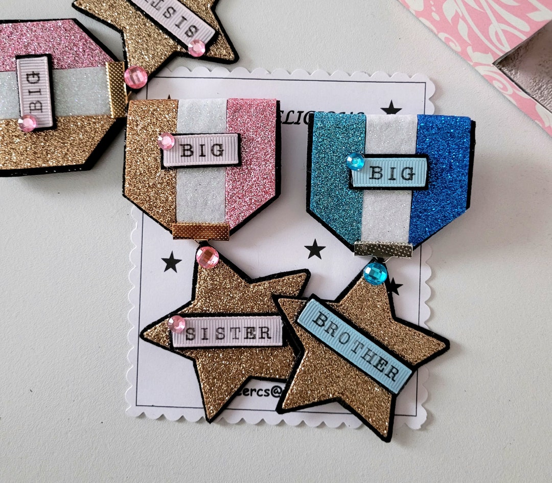 Personalised Badges, Big Sister Medal Badge, Personalised Birthday ...