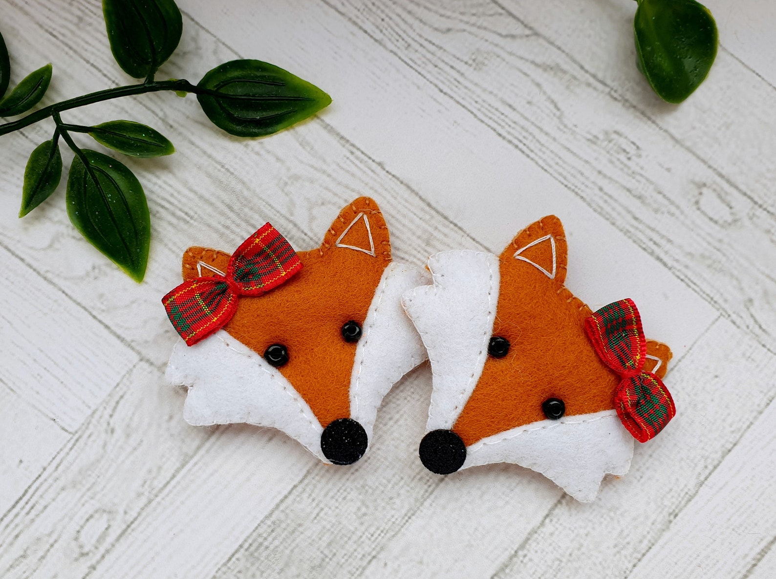 2 Fox hair clips or hairties 2 Felt fox hair clips fox | Etsy