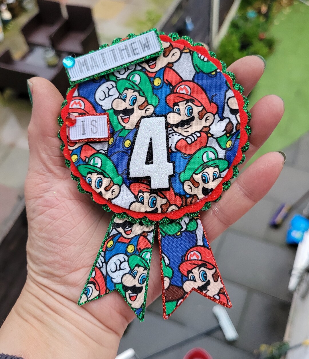 Personalised Birthday Badges,mario Inspired Badge, Personalised Badge ...