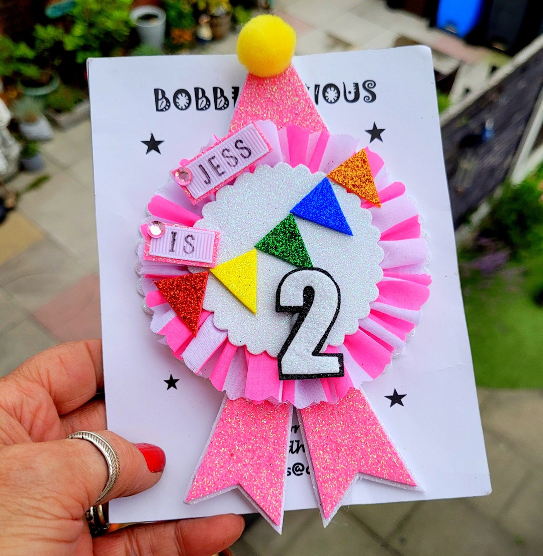 Personalised Birthday Badge, Carnival Birthday Badges, Party Hat ...