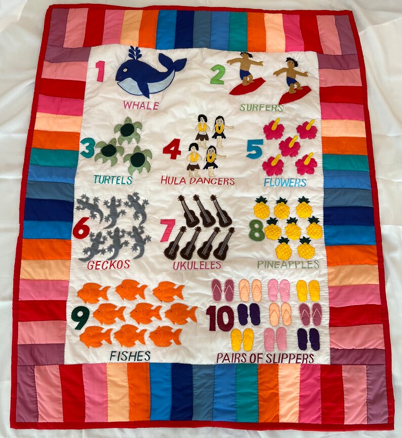 Hawaiian Style Number Quilt Wall Hanging Baby Blanket Comforter Hand ...