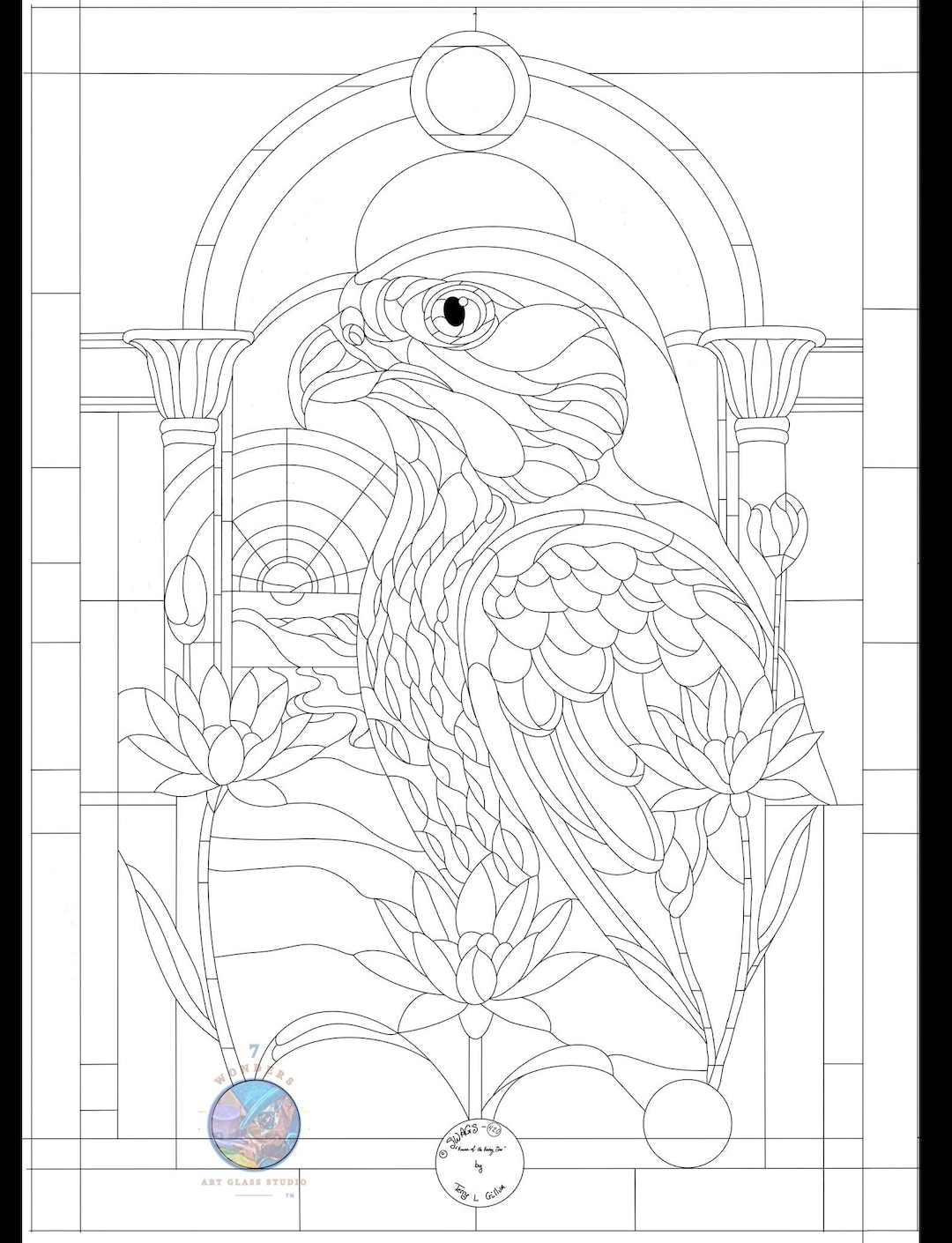 Peregrine Falcon Stained Glass Window Pattern SWAGS 420 (digital ...