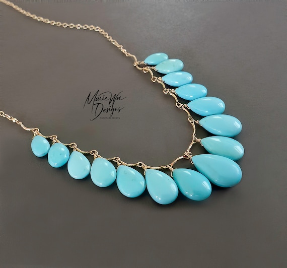 Sleeping beauty turquoise necklace 14k gold store