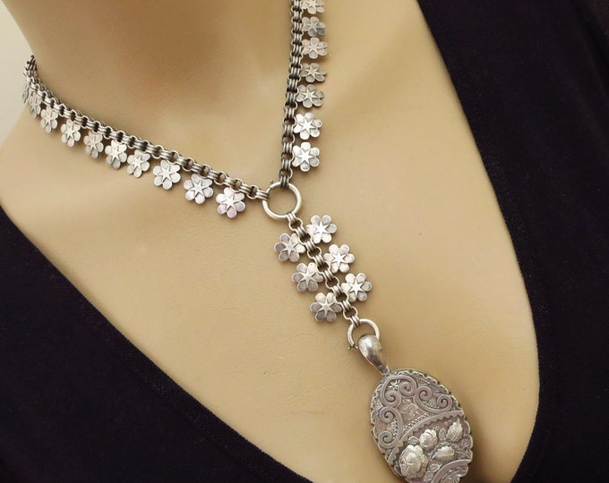 Antique Victorian Sterling Silver Book Chain Collar Bookchain-full ...