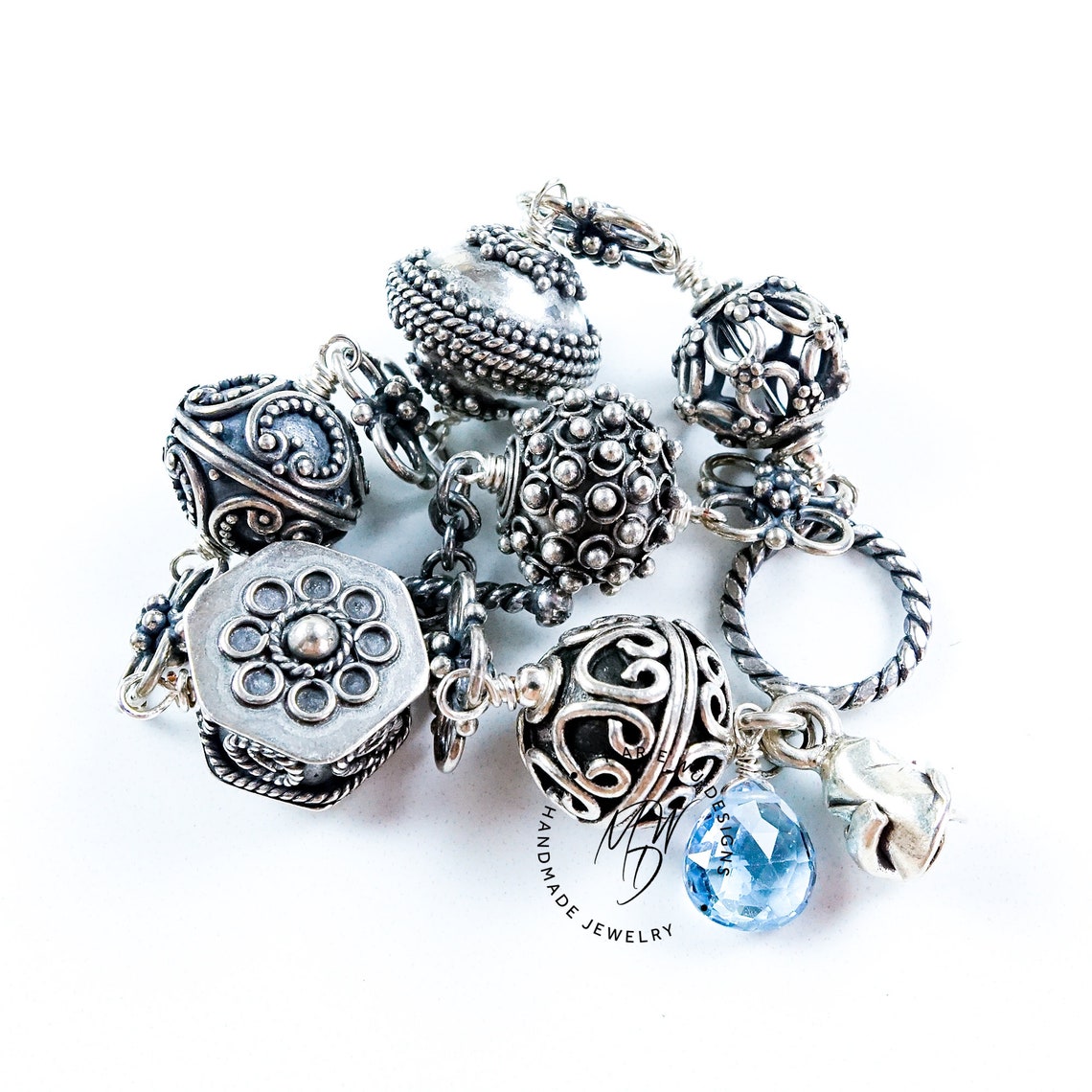 925 Bali Bead-bali Silver-sterling Silver Ornate Toggle Bracelet With ...