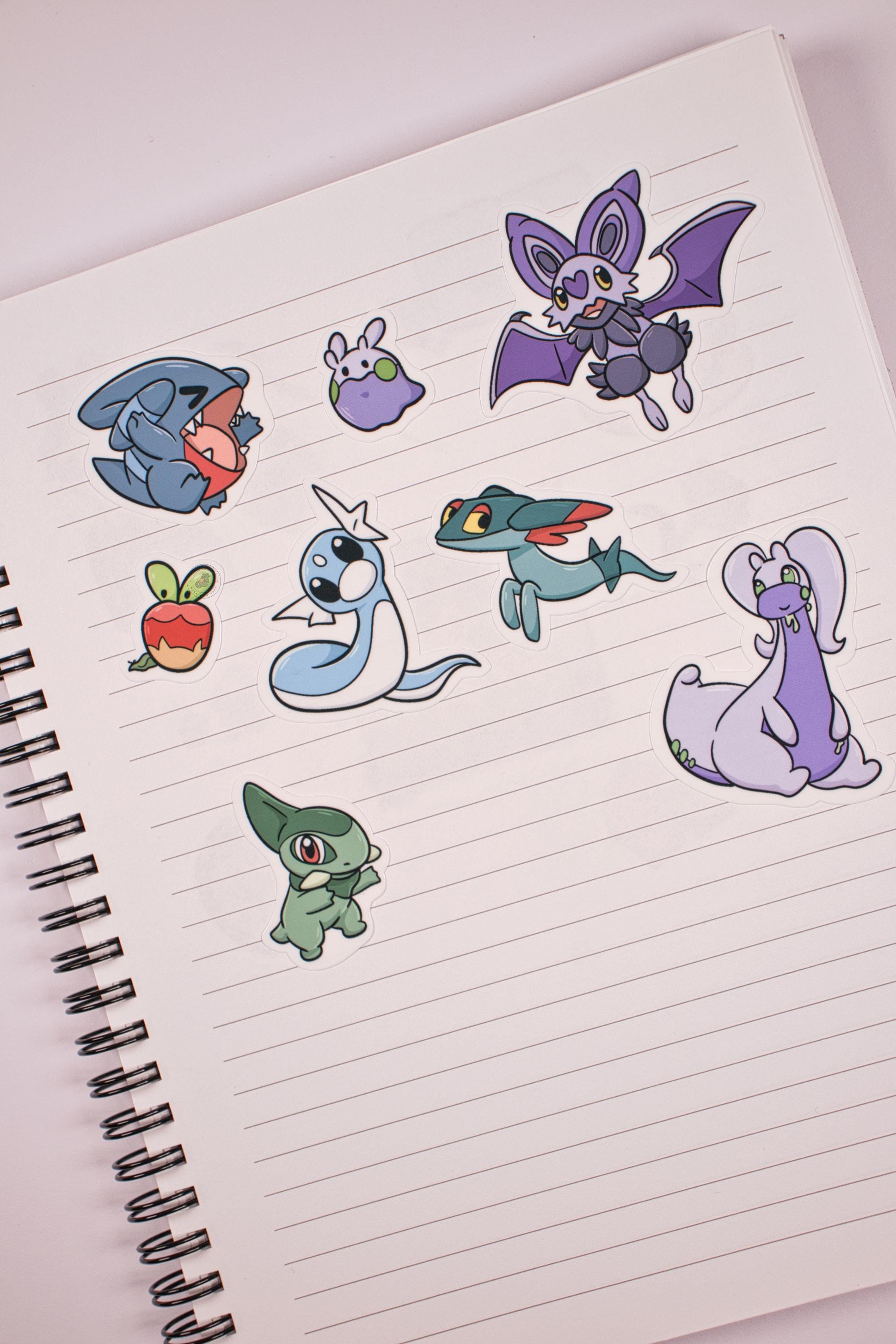 Pokemon - Dragon Type Sticker Sheet, Kawaii, Water Resistant Bujo for ...