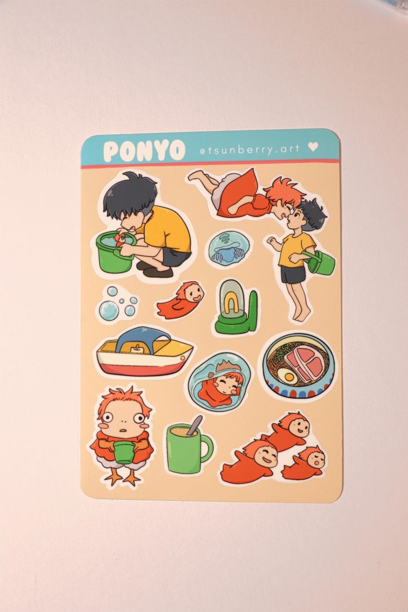 Ponyo Ghibli Sticker Sheet, Kawaii, Water Resistant Bujo for Bullet ...