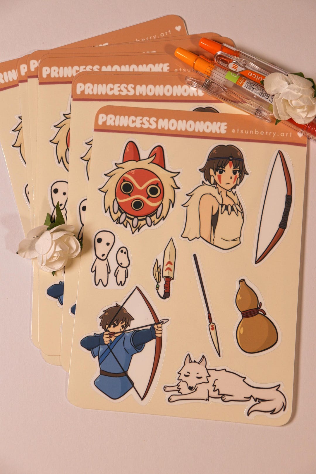 Princess Mononoke Ghibli Sticker Sheet, Kawaii, Water Resistant Bujo ...