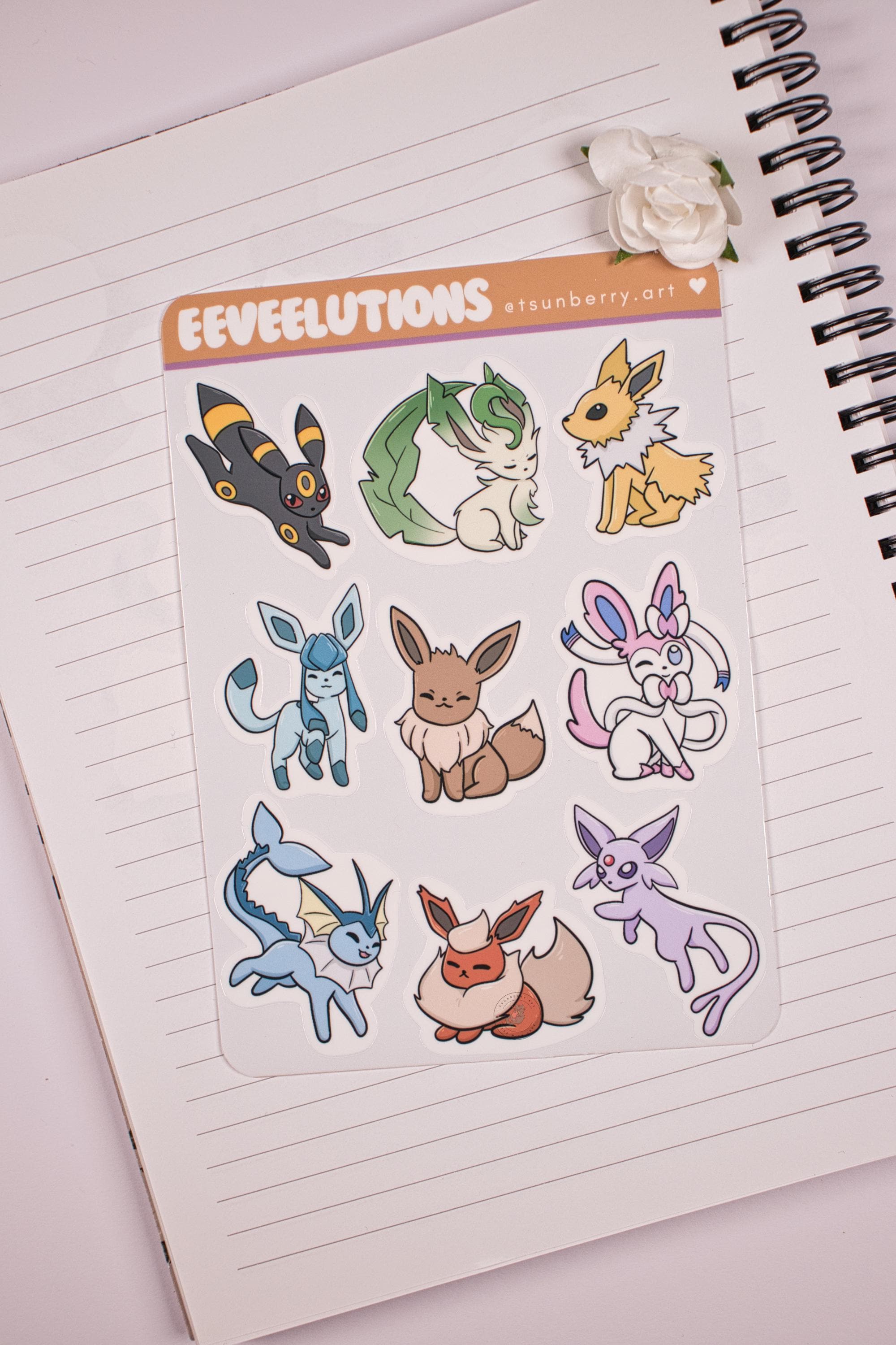 Pokemon - Eeveelutions Type Sticker Sheet, Kawaii, Water Resistant Bujo ...