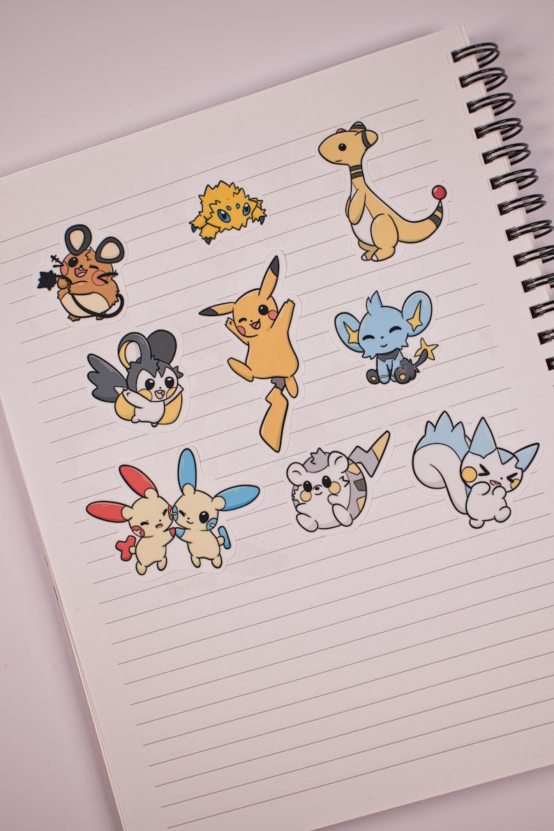 Pokemon - Electric Type Sticker Sheet, Kawaii, Water Resistant Bujo for ...