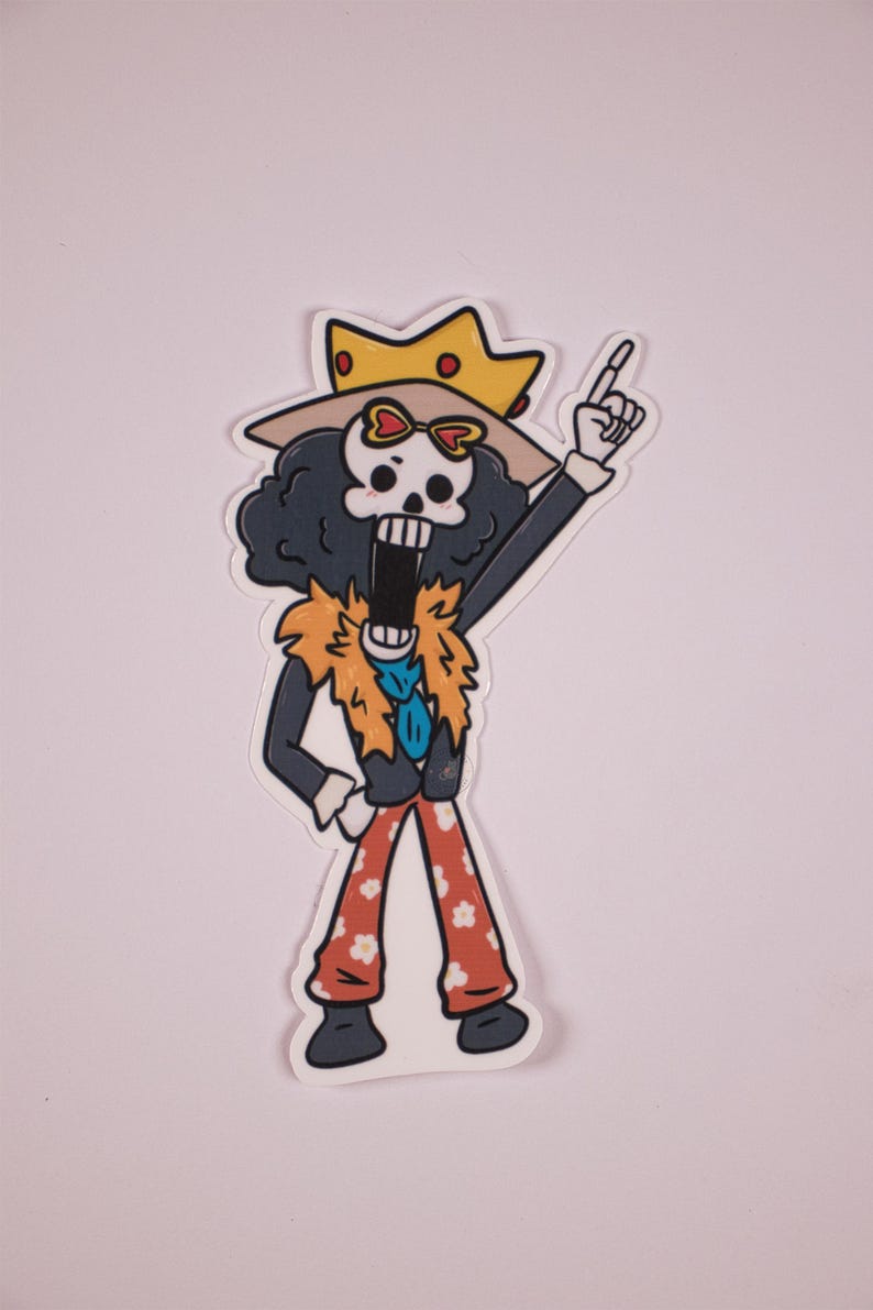 One Piece - Brook - Die-cut Sticker Kawaii, Water Resistant Bujo for ...