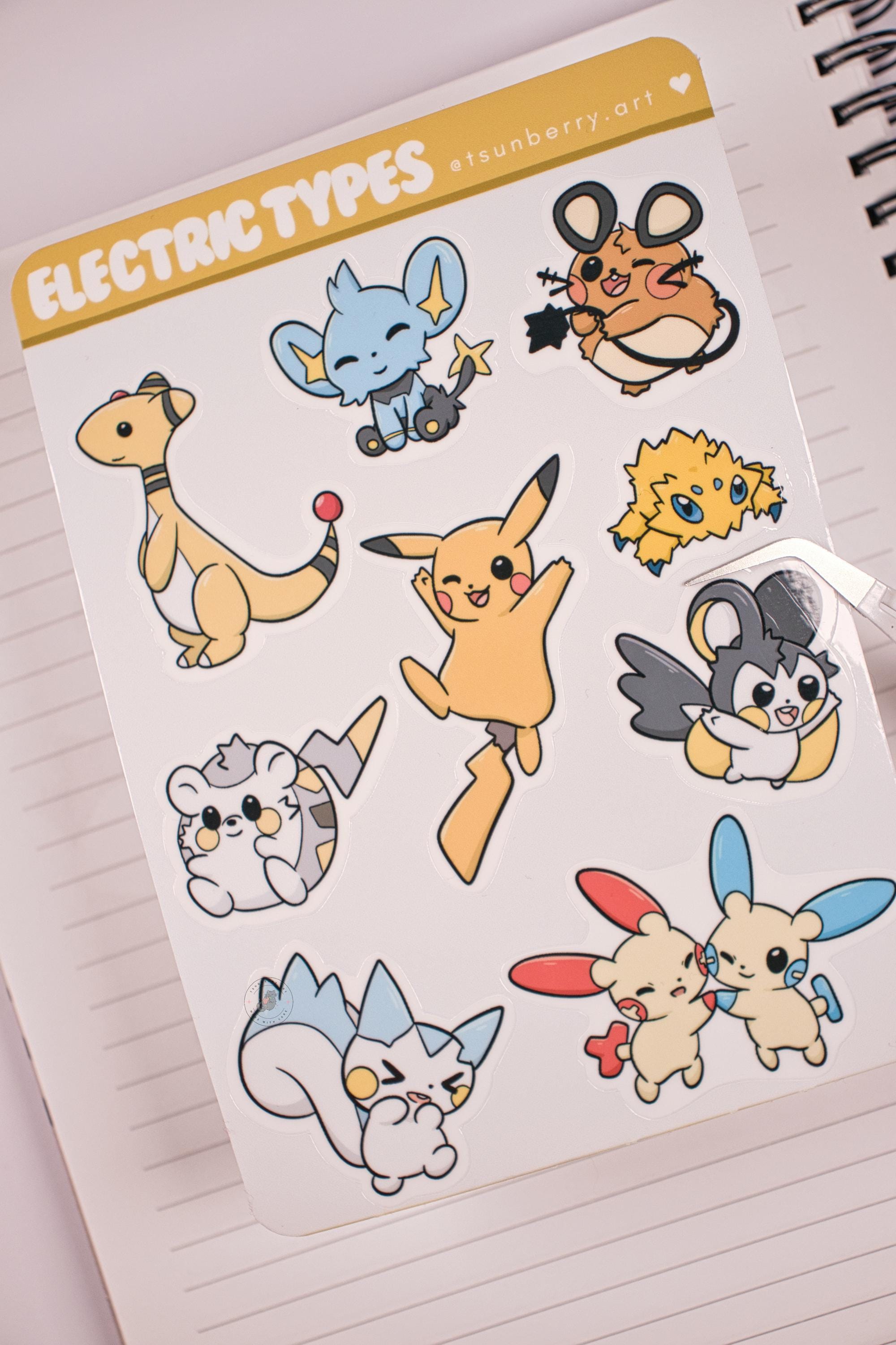 Pokemon - Electric Type Sticker Sheet, Kawaii, Water Resistant Bujo for ...