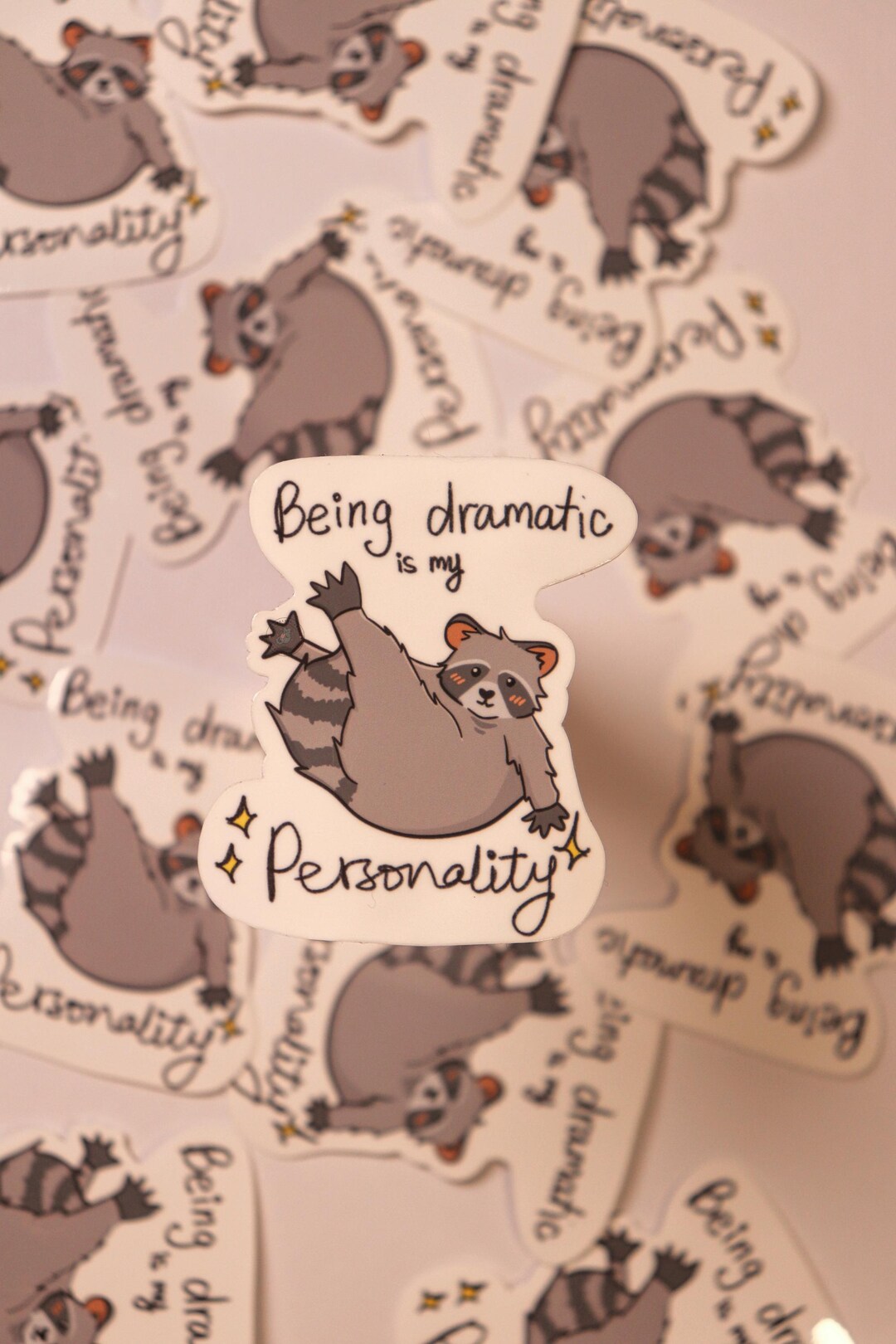 Being Dramatic is My *personality* Racoon - Die-cut Sticker - Kawaii ...