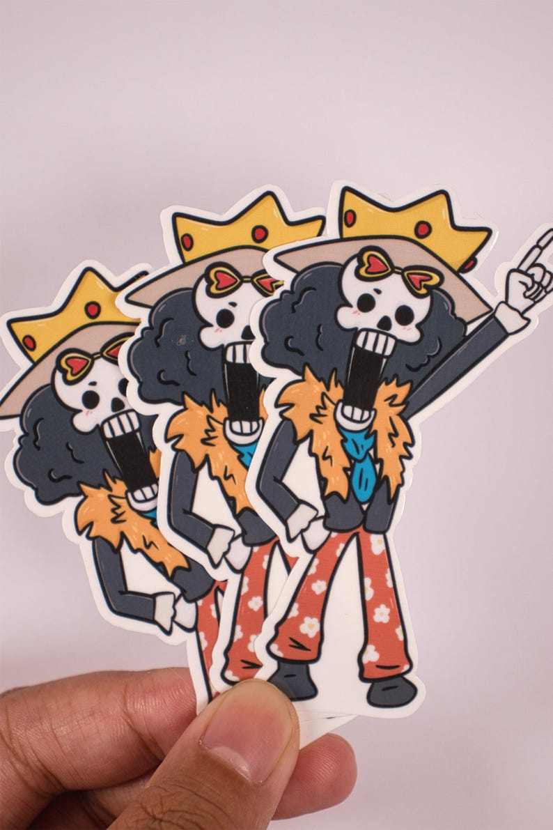 One Piece - Brook - Die-cut Sticker Kawaii, Water Resistant Bujo for ...