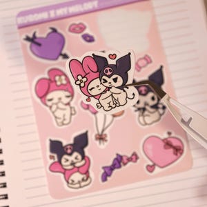 Sanrio Kuromi My Melody Sticker Sheet, Kawaii, Water Resistant Bujo for ...