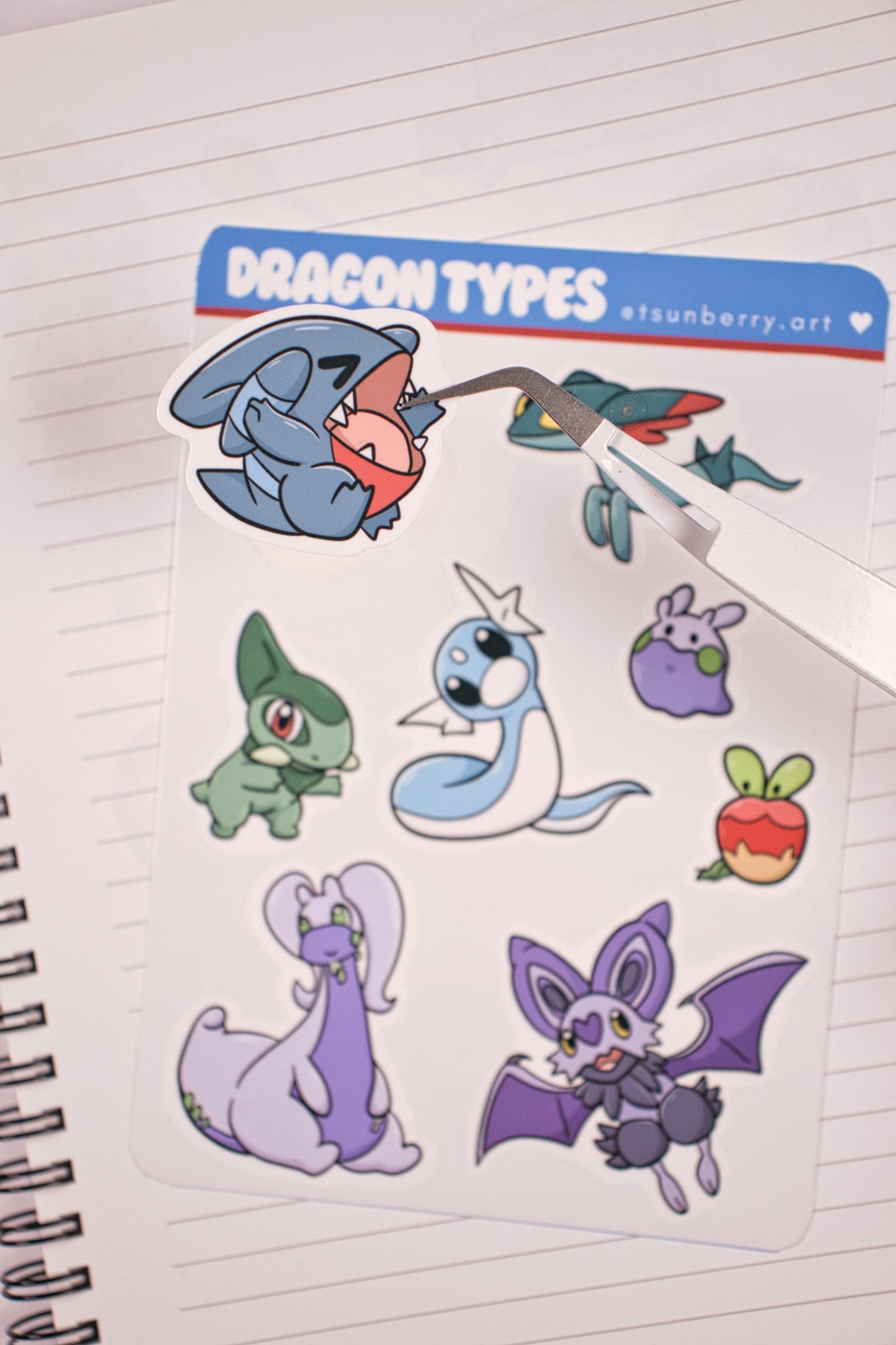 Pokemon - Dragon Type Sticker Sheet, Kawaii, Water Resistant Bujo for ...