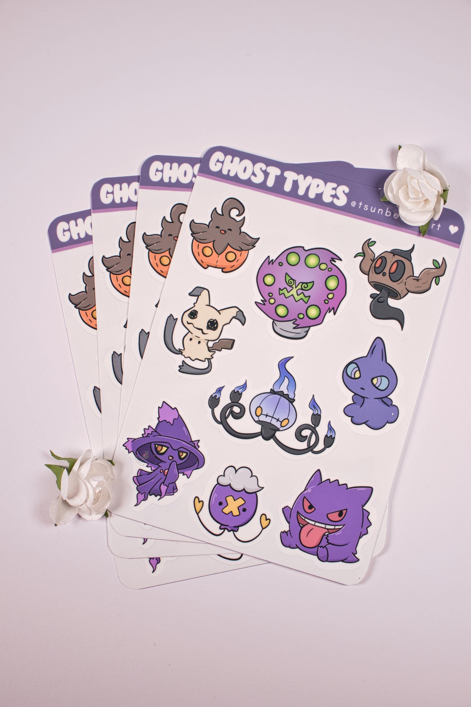 Pokemon - Ghost Type Sticker Sheet, Kawaii, Water Resistant Bujo for ...