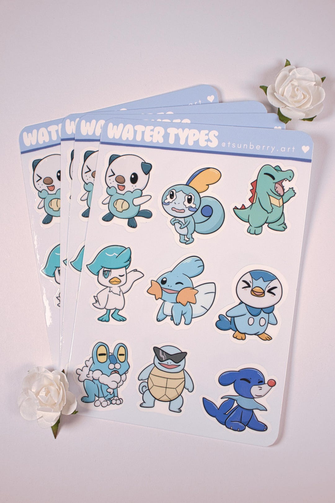 Pokemon Water Starters Sticker Sheet, Kawaii, Water Resistant Bujo for ...