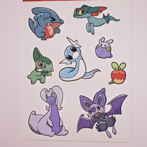 Pokemon - Dragon Type Sticker Sheet, Kawaii, Water Resistant Bujo for ...