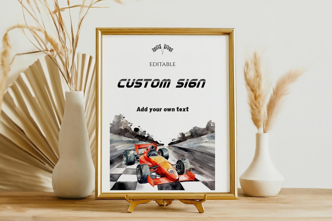 Red Race Car Birthday Sign: Editable Custom Sign (digital Download ...