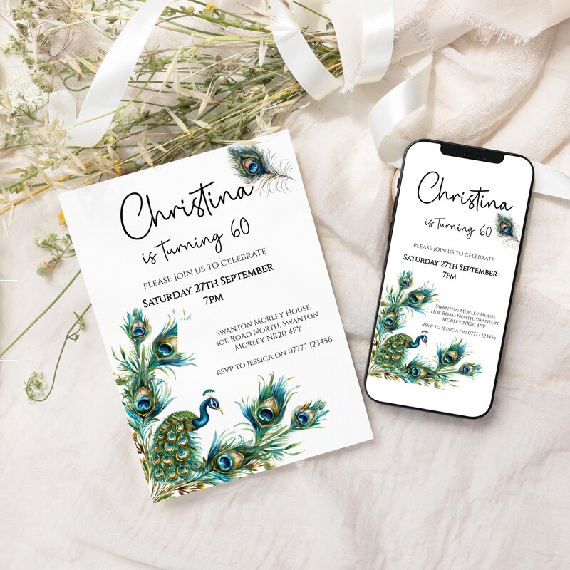 Peacock Invitations - Etsy