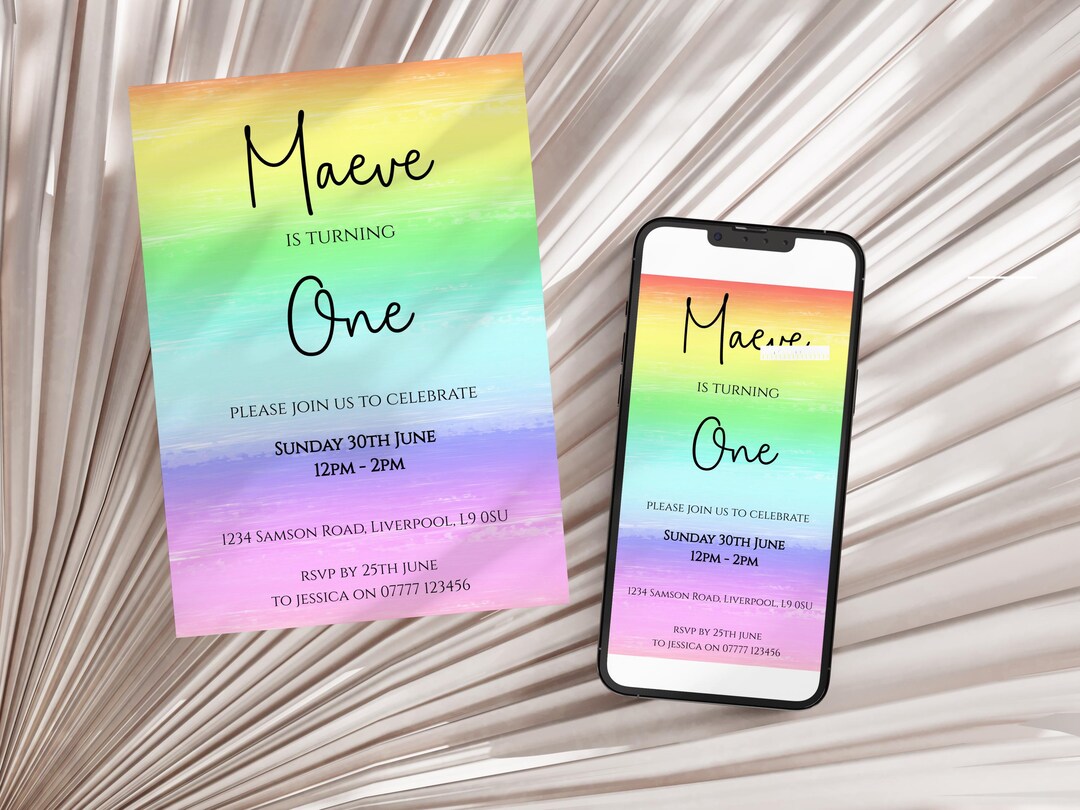 Multicolour Birthday Party Invitation, Girl Birthday Party Invite ...