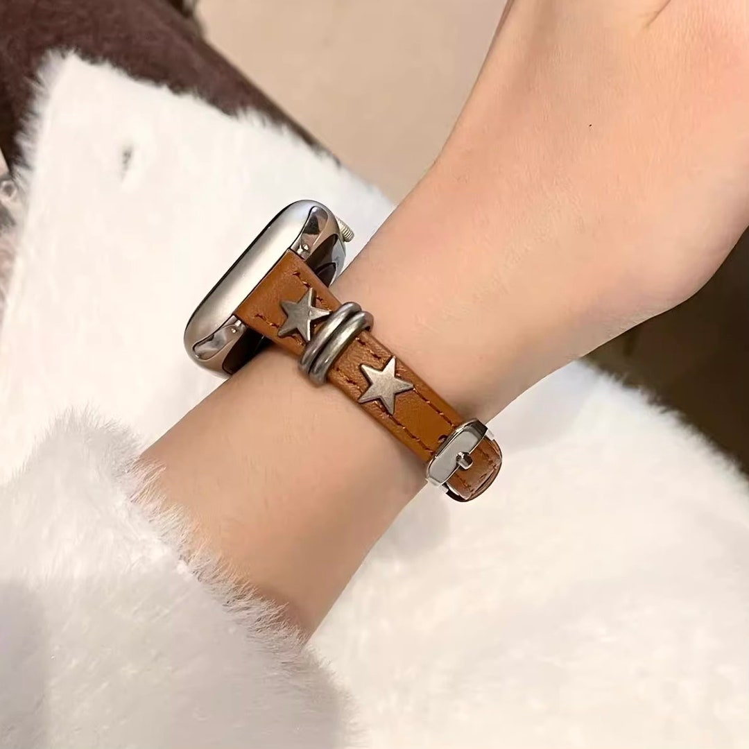 Metal Star Leather Watch Band Boho Chic Star Studded Strap Apple Iwatch ...