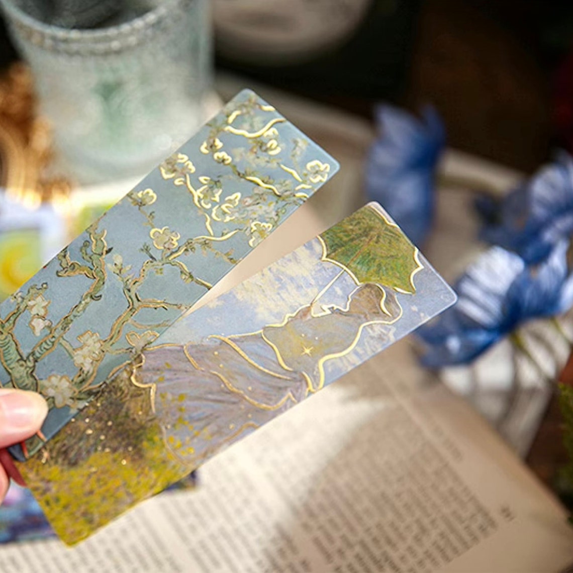 Irises by Van Gogh PVC Bookmark Renaissance Art, Painting, Gold Foiled ...