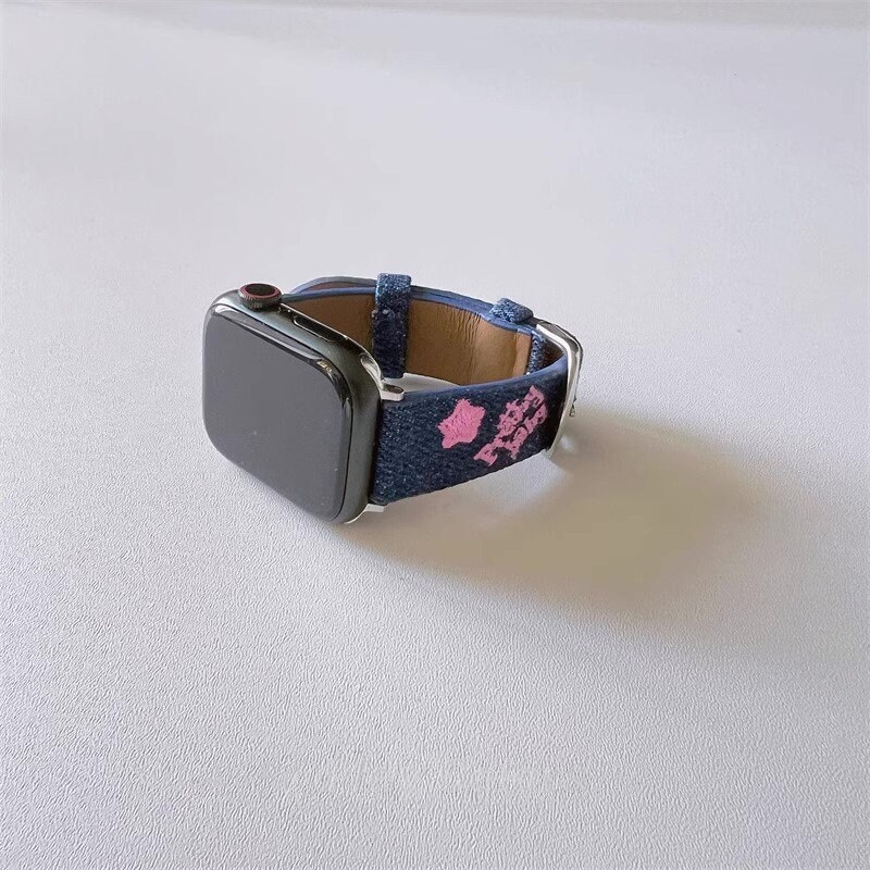 Y2K Style Embroidered Denim Watch Band, Cute Playful Music Star Pac-man ...