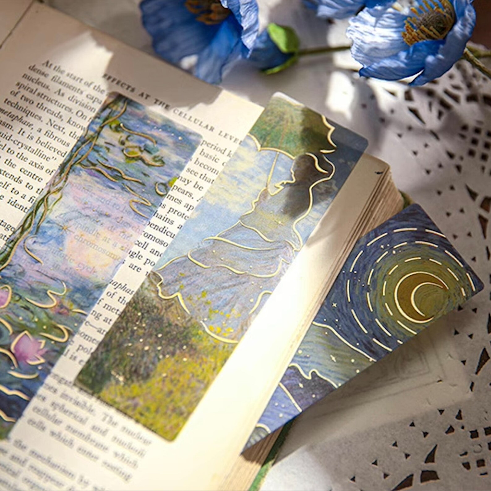 Irises by Van Gogh PVC Bookmark Renaissance Art, Painting, Gold Foiled ...