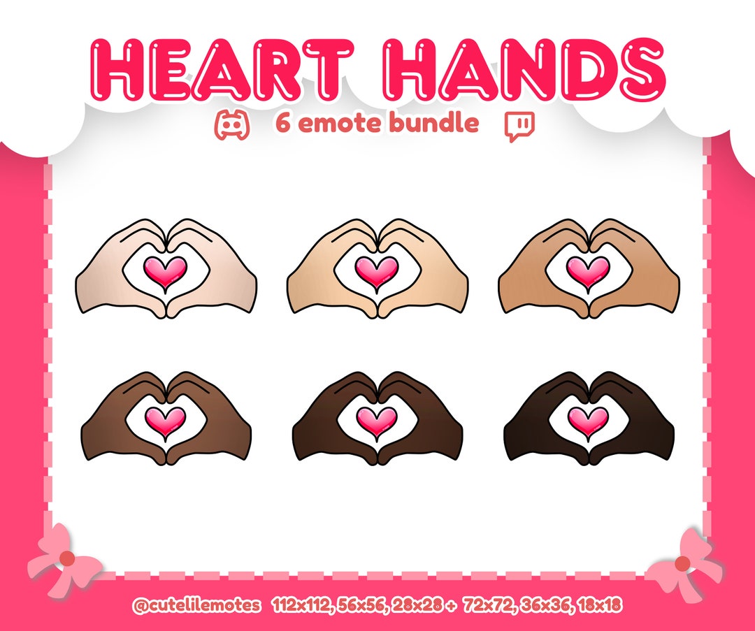 HEART HANDS EMOTE Bundle 6 Skin Colors for Twitch Discord Youtube ...