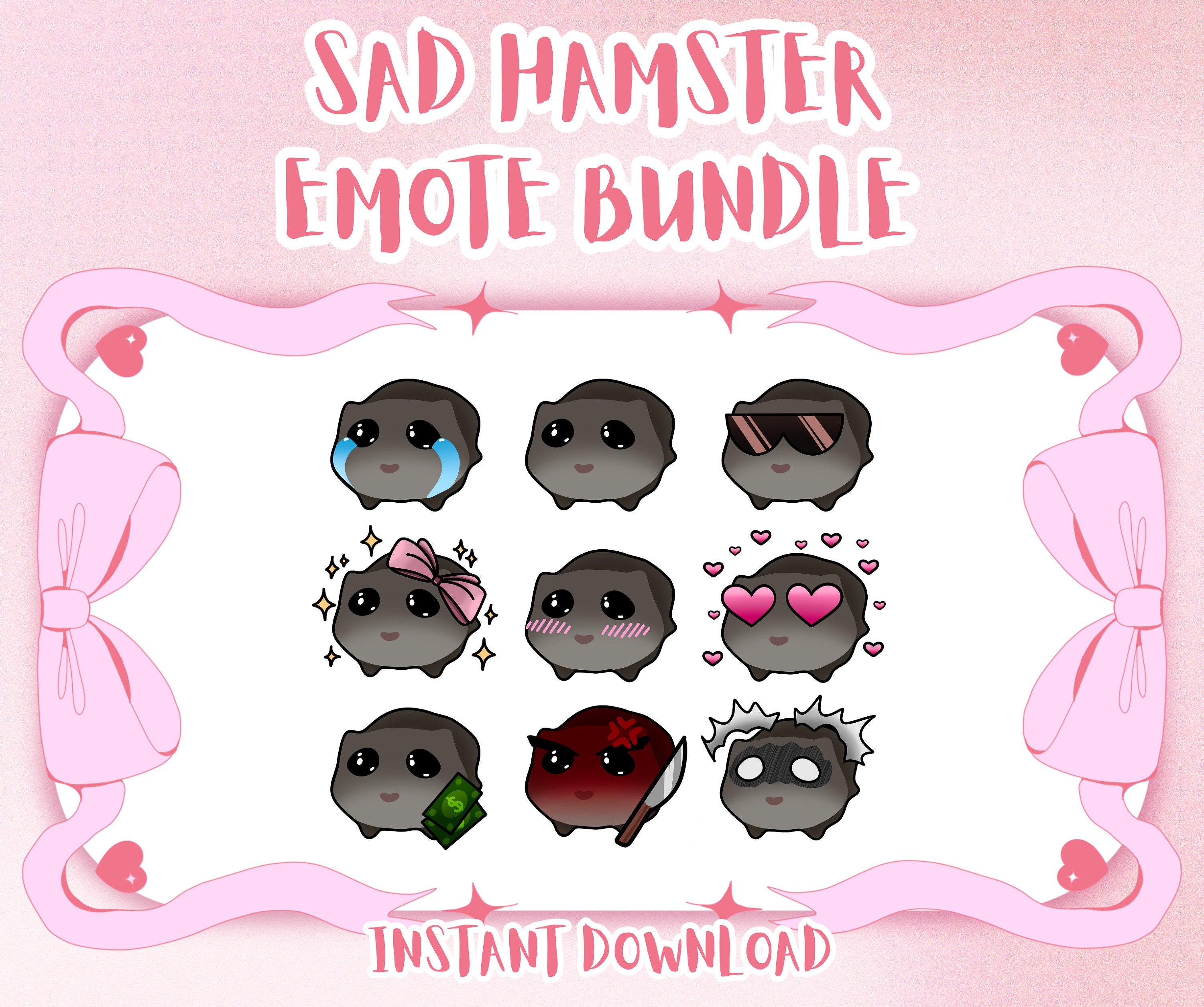 SAD HAMSTER MEME 9 Emote Bundle for Twitch Discord Youtube Stream ...