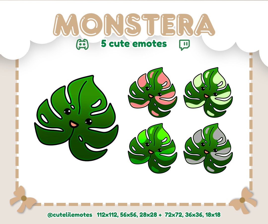CUTE MONSTERA PLANT 5 Emote Bundle for Twitch Discord Youtube Stream ...