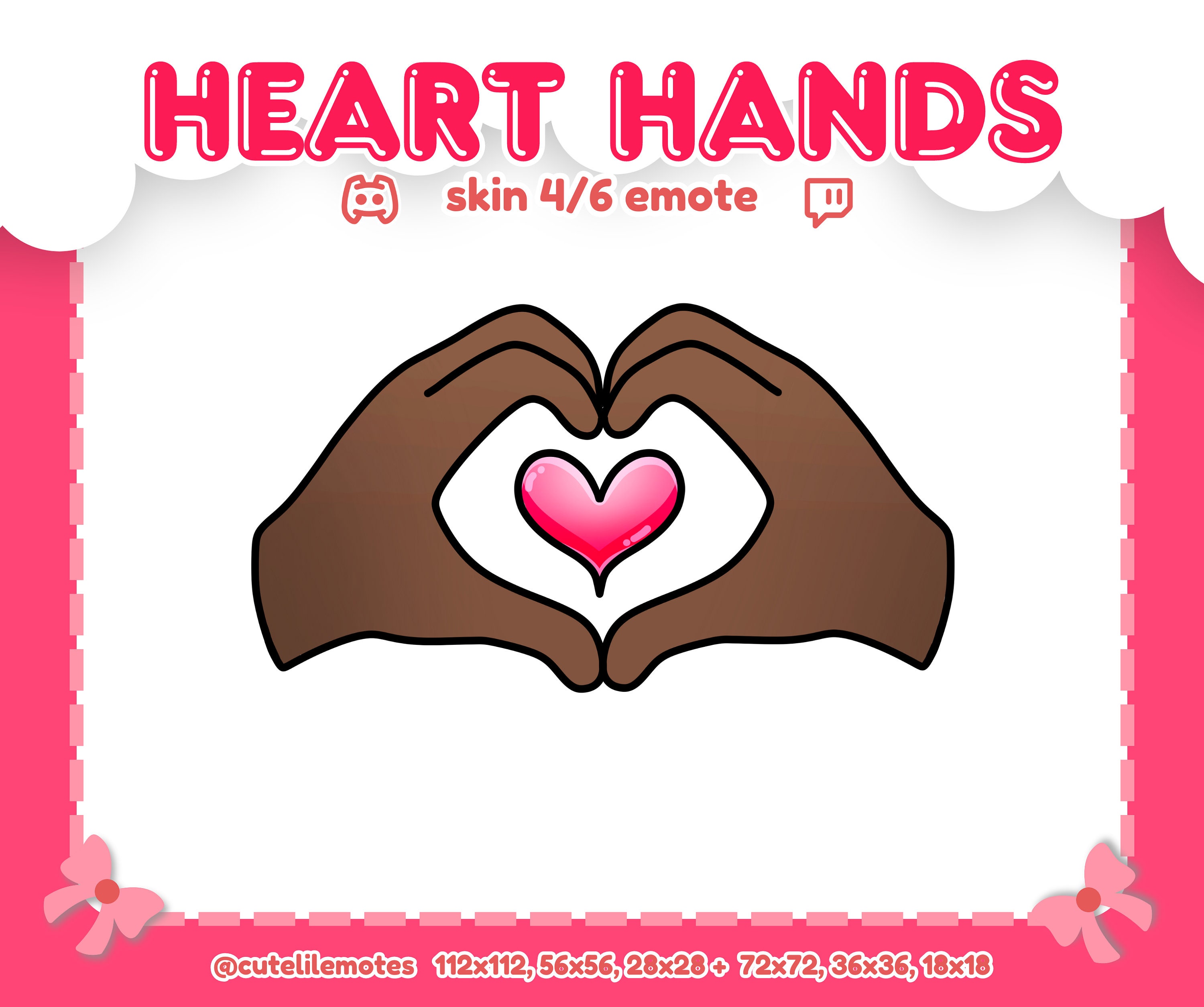 HEART HANDS EMOTE Bundle 6 Skin Colors for Twitch Discord Youtube ...