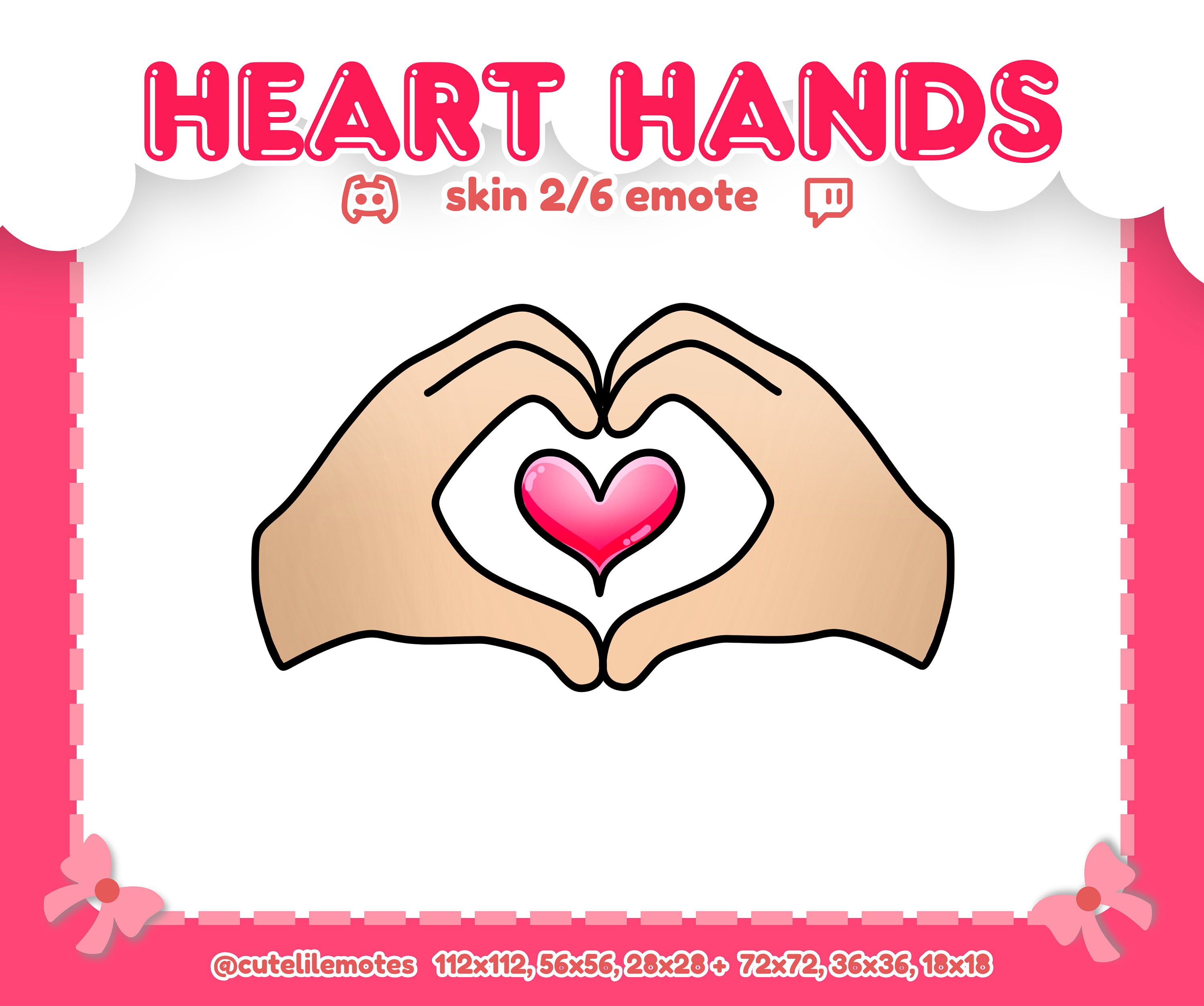 HEART HANDS EMOTE Bundle 6 Skin Colors for Twitch Discord Youtube ...