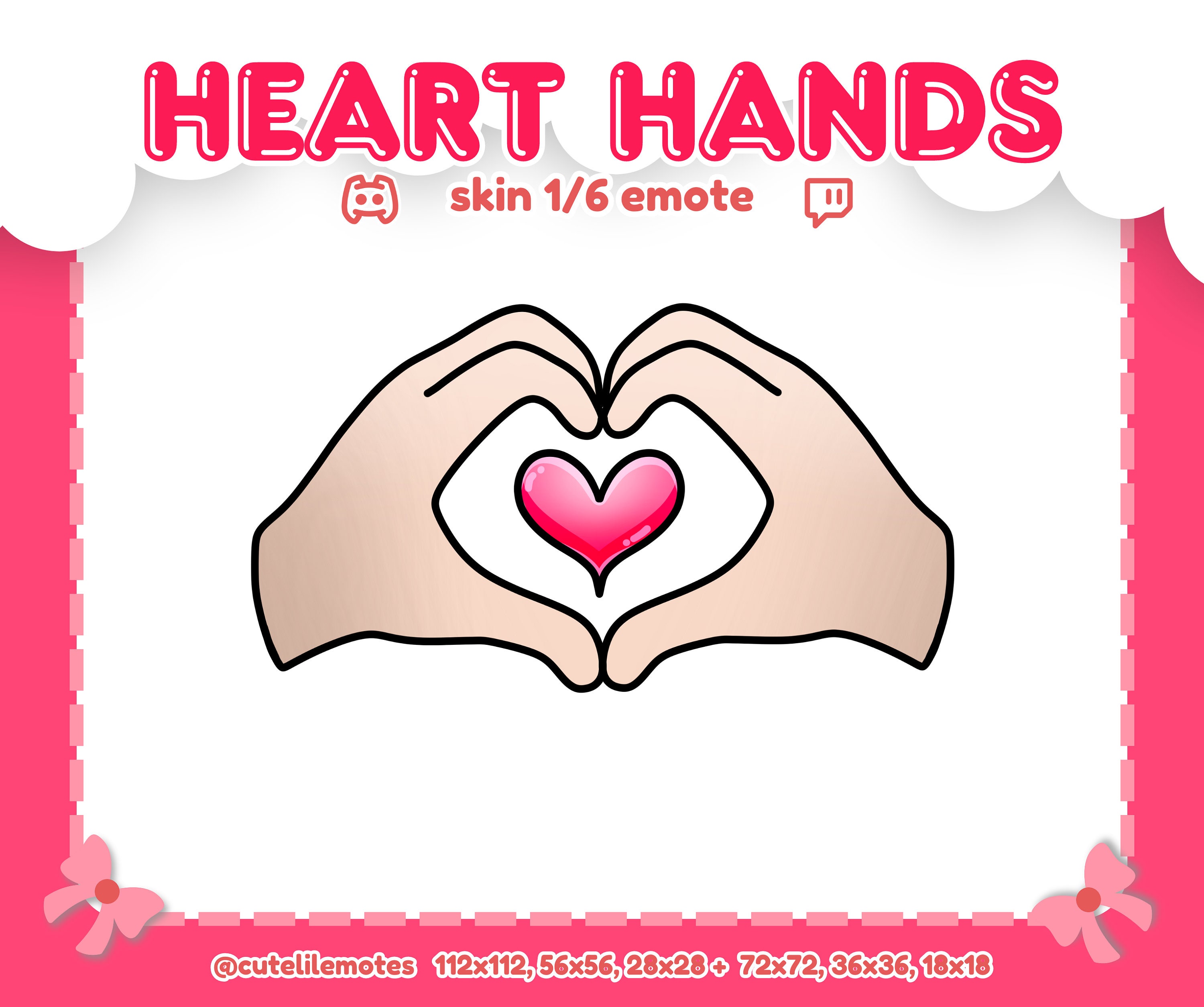 HEART HANDS EMOTE Bundle 6 Skin Colors for Twitch Discord Youtube ...