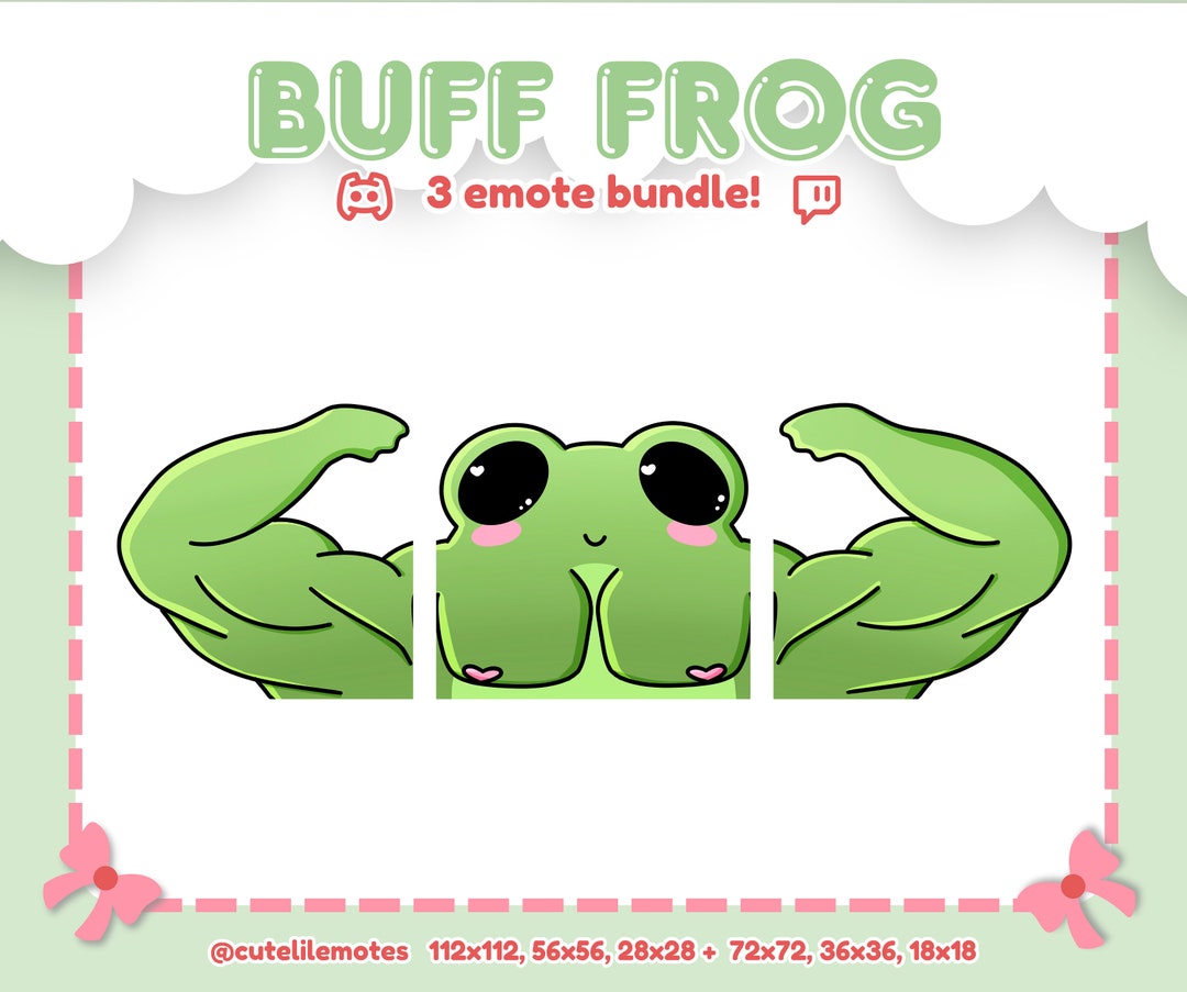 BUFF FROG EMOTES Bundle! Cute Funny Muscle Frog 3 Emoji Pack - for ...