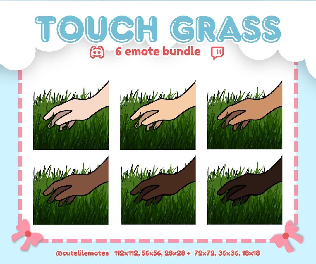 TOUCH GRASS MEME Bundle Emotes 6 Skin Colors for Twitch Discord Youtube ...