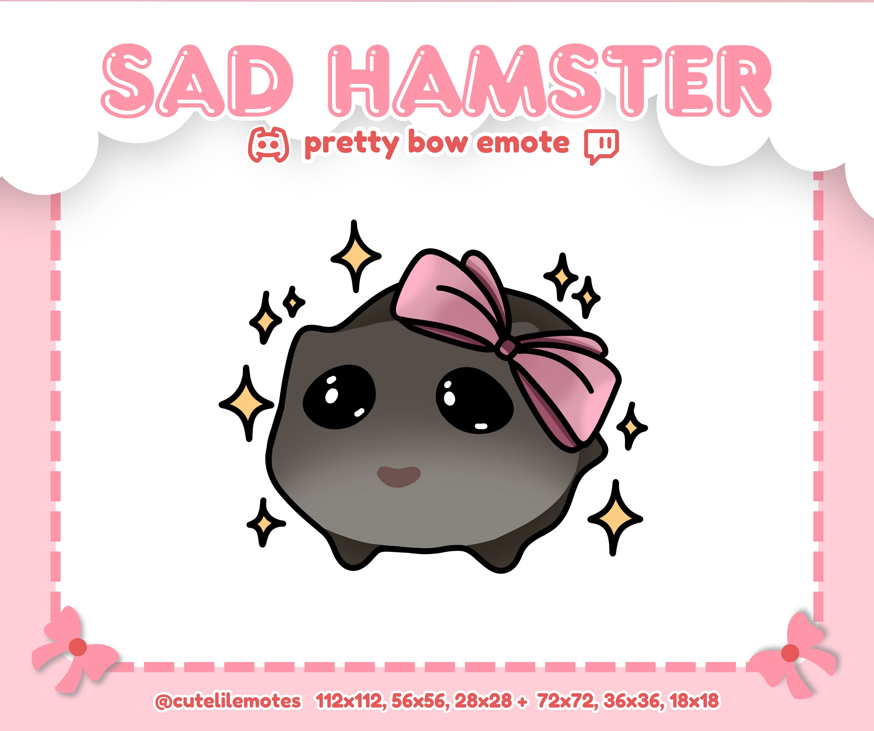 SAD HAMSTER MEME Emote "pretty Bow" for Twitch Discord Youtube Stream ...