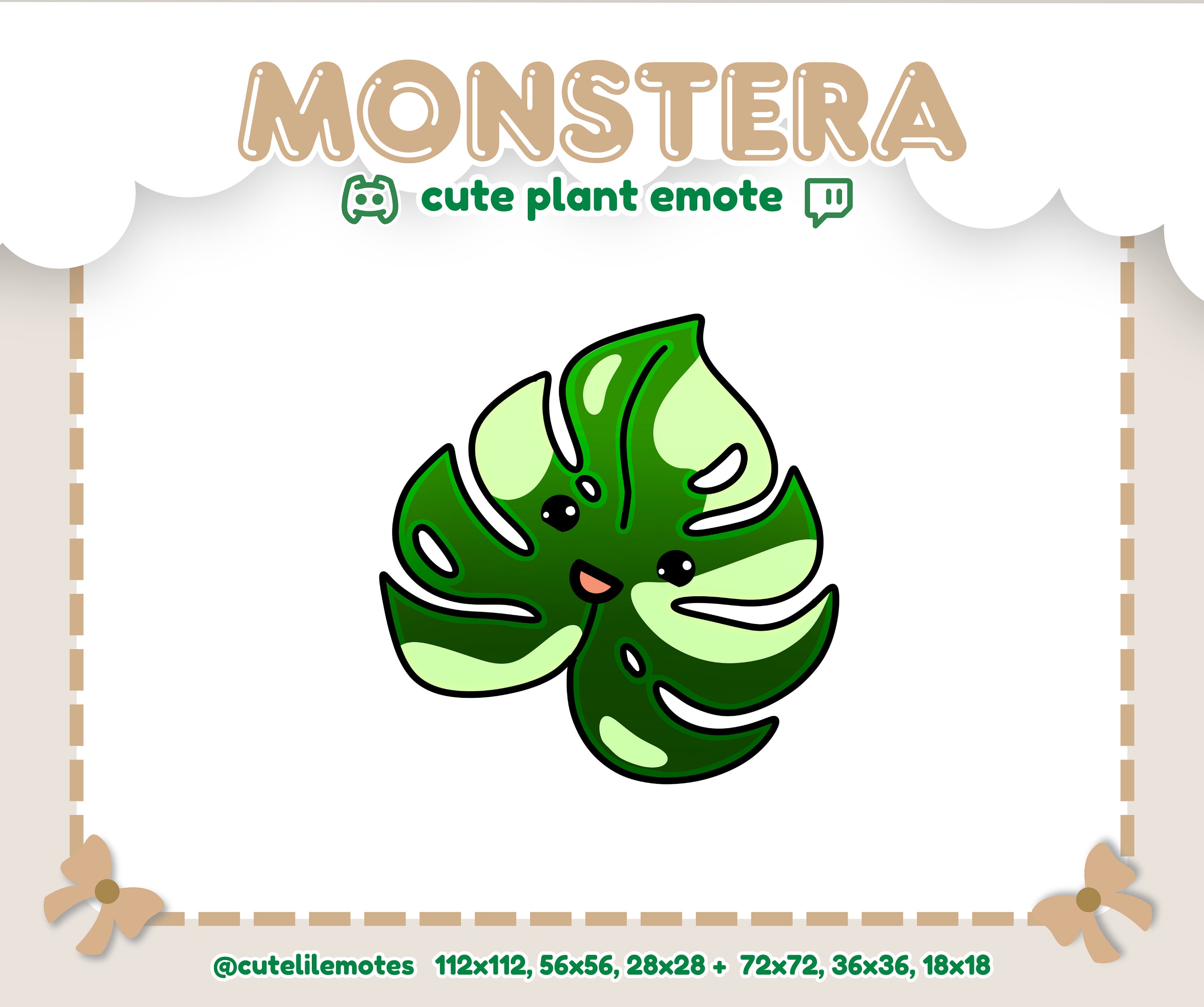 CUTE MONSTERA PLANT Emote Emoji for Twitch Discord Youtube Stream ...