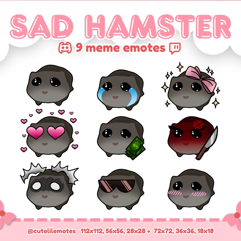 Sad Hamster With a Bow - Etsy
