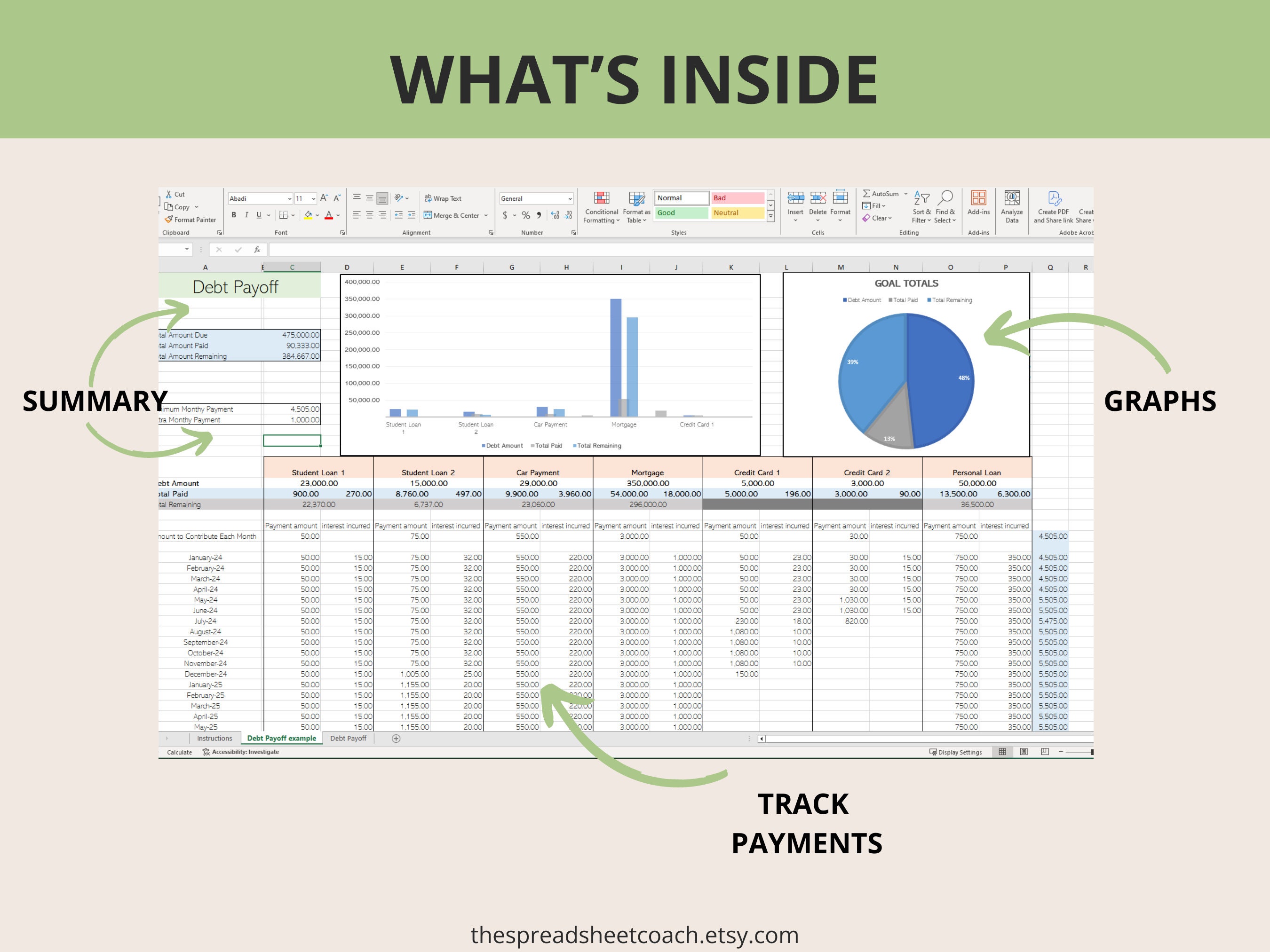 Debt-free Journey Tracker: Excel Spreadsheet for Paying off Debt - Etsy