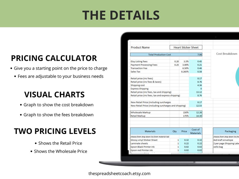 Excel Spreadsheet for Small Business: Pricing Calculator & Inventory ...