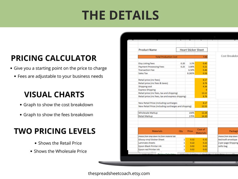 Small Business Pricing Calculator & Inventory Tracker Excel Spreadsheet ...
