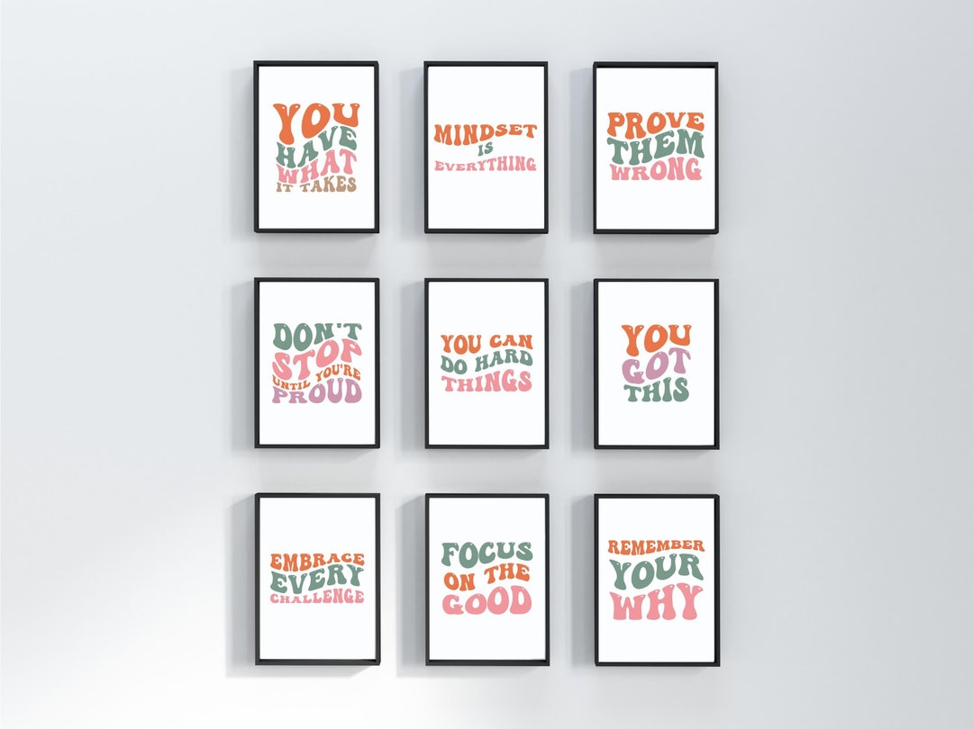 Set of 9 Positive Posters, Classroom Decor Bundle, You Can Do Hard ...