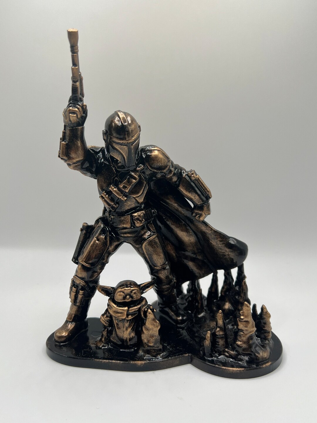 Mandalorian & Grogu Sculpture - Star Wars Inspired - Hand Painted 3D ...