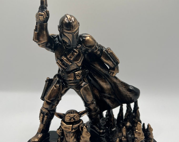 Mandalorian & Grogu Sculpture - Star Wars Inspired - Hand Painted 3D ...