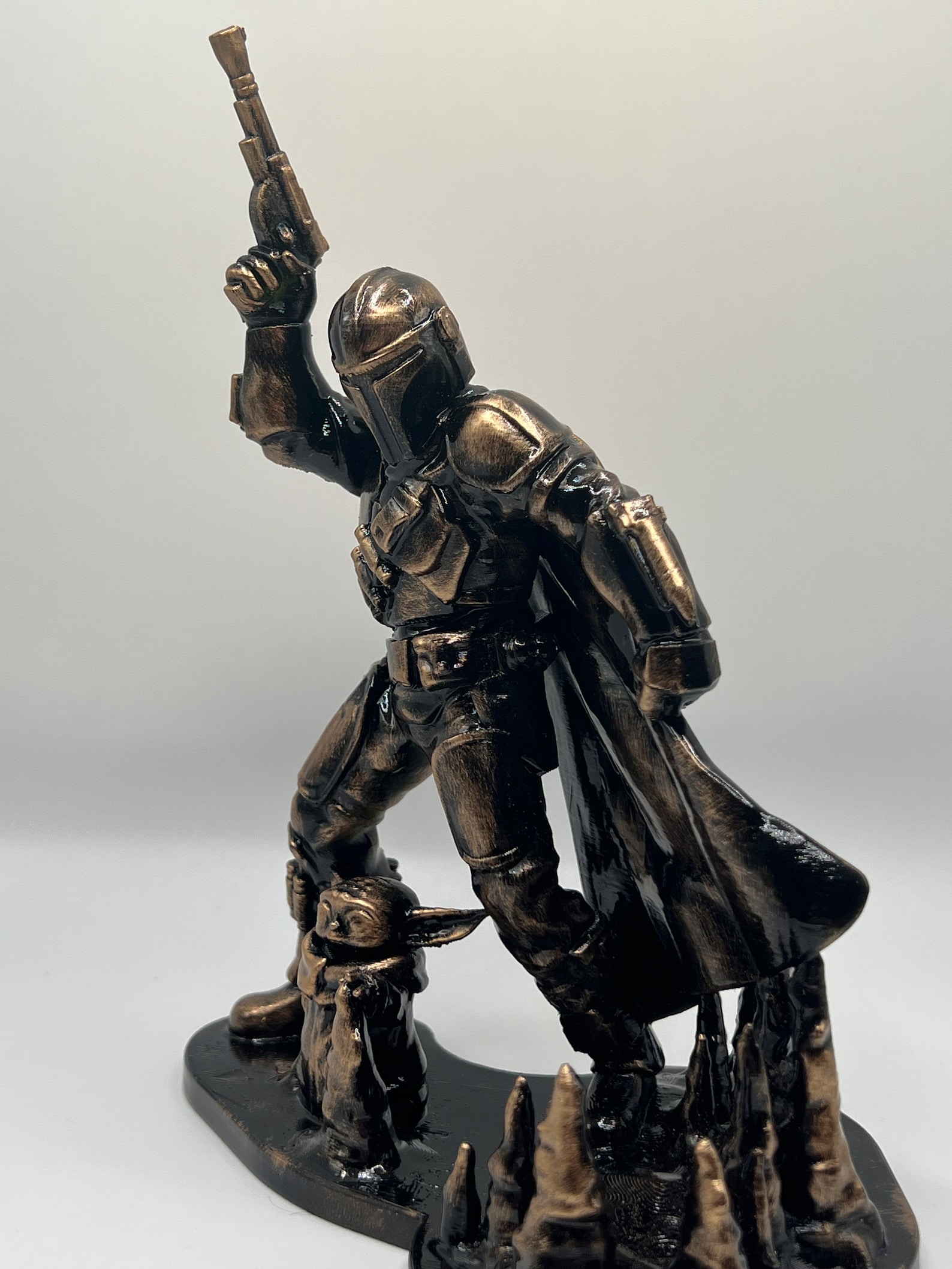 Mandalorian & Grogu Sculpture - Star Wars Inspired - Hand Painted 3D ...